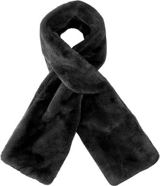 Generic &Eacute;charpe en fausse fourrure avec poche zipp&eacute;e dissimul&eacute;e, &eacute;charpe &agrave; enfiler en fausse fourrure ultra douce, &eacute;charpe dhiver pour femme, Noir, 140x20 cm