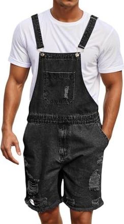 Generic Jean Homme Regular Jeans Pantalon Salopette en Denim D&eacute;tresse pour Homme avec Latz, D&eacute;tails D&eacute;chir&eacute;s pour Un Style D&eacute;contract&eacute; et Quotidien