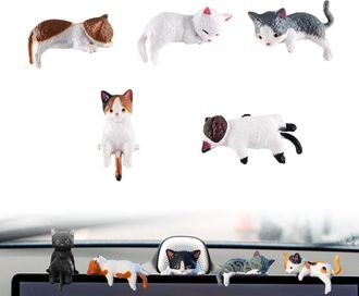 Generic Mini-Katzenfiguren, 5er-Set Entz&uuml;ckender Handgefertigter K&auml;tzchen, Kleine Katzenfiguren, Niedliche Katzen Aus Kunstharz Als Dekoration for Armaturenbr