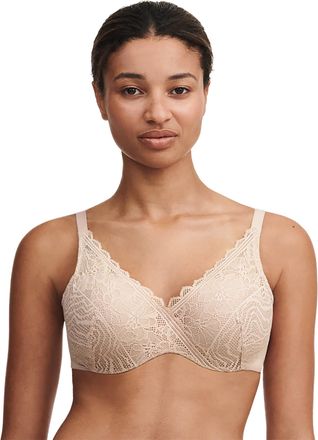 Chantelle T-Shirt-BH CHANTELLE FLORAL TOUCH, Damen, Gr. 75, Cup B, beige (golden beige), Obermaterial: 75% Polyamid, 25% Elasthan, BHs T-Shirt-BH, Spitze, blick