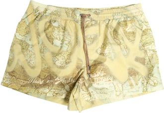 Dolce & Gabbana Femme, Maillots de bain, Jaune, Taille: 38 FR Shorts de Bain Carte du Monde Jaune Polyester