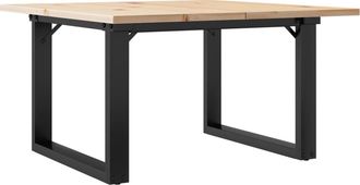 Generic Esstisch mit Naturholzplatte und Schwarzem Metallrahmen, Quadratischer K&uuml;chentisch Im Industriestil, Anwendbar f&uuml;r Kleine R&auml;ume, Fr&uuml;hst&uuml;cksecken und E