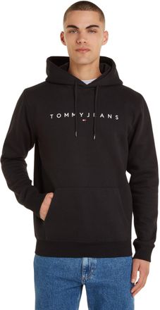 Tommy Jeans Herren Hoodie Regular Linear Logo mit Kapuze, Schwarz (Black), XS