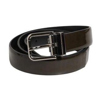 Dolce & Gabbana Homme, Accessoires, Brun, Taille: ONE Size Ceinture Classique &agrave; Boucle M&eacute;tallique en Cuir Verni