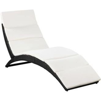 vidaXL Klappbare Sonnenliege mit Auflage Poly Rattan Schwarz Vidaxl