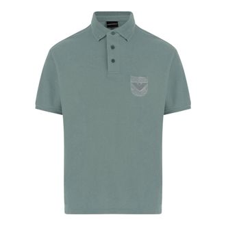 Emporio Armani Polo en coton avec logo - Homme - Tops - Vert - Taille: L