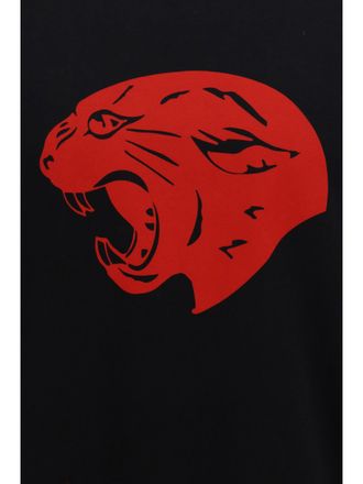 Valentino Mens T-Shirt Panther Cotton Black-Red T-Shirts Black/red And Polos