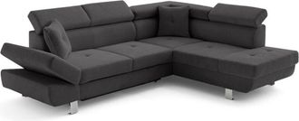 Best Mobilier Bestmobilier - Lisbona - canap&eacute; dangle droit 5 places convertible avec t&ecirc;ti&egrave;res en velours c&ocirc;tel&eacute;