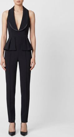 Elisabetta Franchi Combinaison longue slim fit avec col en V et taille &agrave; volants