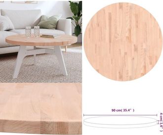 vidaXL Tischplatte Ø90x4 cm Rund Massivholz Buche - Vidaxl