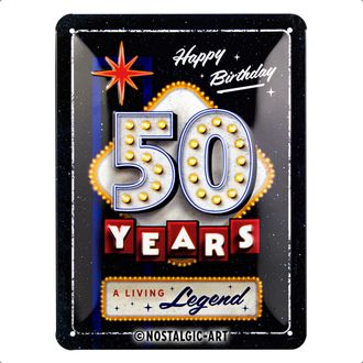 Nostalgic Art Retro Blechschild, 15 x 20 cm, 50 Years Birthday - Geschenk-Idee zum 50. Geburtstag, aus Metall, Vintage Design, Blechschilder Spr&uuml;che