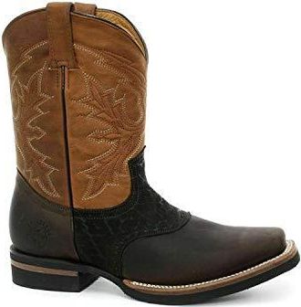 Grinders Bottines Chelsea &agrave; Bout Carr&eacute; en Cuir Marron &agrave; Bout Carr&eacute; en Cuir Brun 44