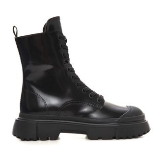 Hogan Femme, Chaussures, Noir, Taille: 37 EU Bottes Urbaines &agrave; Lacets avec Memory Foam