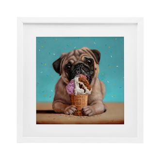 Stupell Industries Gerahmter Druck unter Glas, Design von Lucia Heffernan, neapawlitanisches Eis und Hund, 40,6 x 40,6 cm, Grau