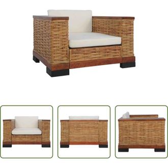 vidaXL Rattan - Sessel mit Kissen Braun Natur Rattan