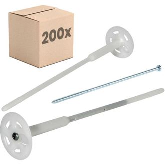 Protektor D&auml;mmstoff-Schraubd&uuml;bel WDVS D&uuml;bel f&uuml;r Fassadend&auml;mmung - 28cm, 200 St&uuml;ck, Wei&szlig;