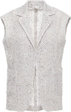 PANICALE Panicale, Femme, Vestes, Beige, Taille: 36 FR Sequin Linen Cotton Blazer