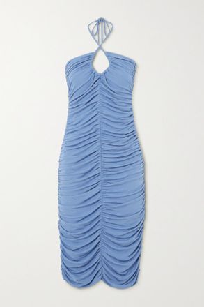 Zeynep Arcay Neckholder-midikleid Aus Gerafftem Stretch-jersey - Blau