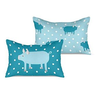 Rubio Hogar Kissenbezug Motas, aus Baumwolle, einzigartig, 25 x 18 x 0,1 cm, Blau