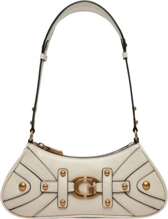 Guess Femme, Sacs, Beige, Taille: ONE Size Mini sac bandouli&egrave;re &agrave; fermeture &eacute;clair sup&eacute;rieure