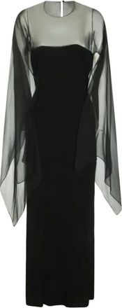 Alberta Ferretti Femme, Robes, Noir, Taille: 42 FR Sheer Overlay Maxi Dress