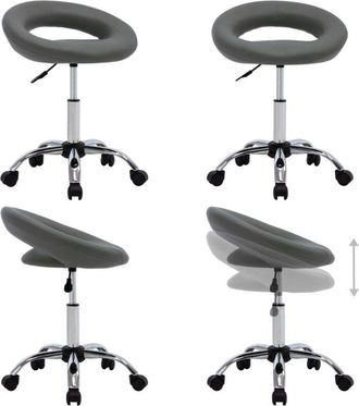vidaXL Vidaxl - Arbeitshocker auf Rollen Grau Kunstleder - B&uuml;rostuhl - Rollstuhl - Arbeitshocker - B&uuml;robedarf - Ergonomischer Stuhl - Home & Living