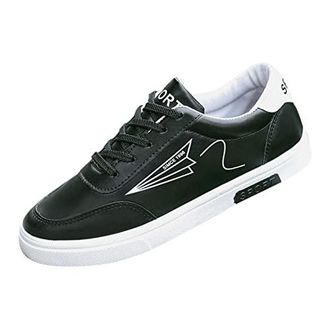 Generic Chaussures d&eacute;contract&eacute;es en cuir pour homme - Chaussures de marche &agrave; fond plat - Chaussures de course &agrave; lacets - Respirantes - Polyvalentes - Pour un 