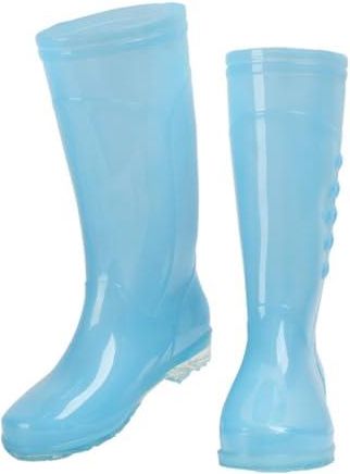 BESPORTBLE Bottes de Pluie Hautes Transparentes en PVC pour Femme Taille 38 Couleur Bleu Bonbon Imperm&eacute;ables et Antid&eacute;rapantes Chaussures de Pluie R&eacute;sistantes po