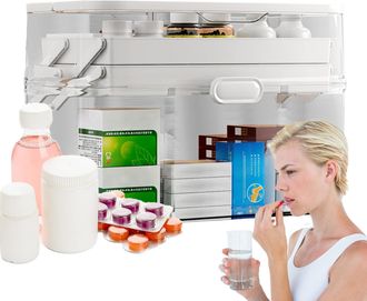 Generic Medikamenten-Organizer-Box - Abnehmbarer 3-lagiger Beh&auml;lter | Tragbarer transparenter Staub- und Feuchtigkeits-Organizer f&uuml;r Zuhause, Reisen, Senioren