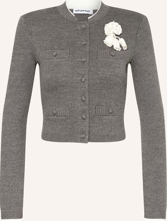 Self Portrait Self-Portrait Cropped-Strickjacke grau