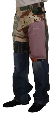 Dolce & Gabbana Multicolor Silk Patchwork Men Denim Jeans Clothing