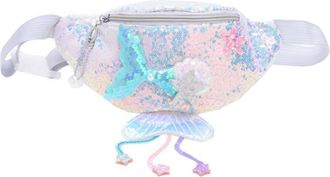 Hemobllo Meerjungfrauen Pailletten Bauchtasche f&uuml;r M&auml;dchen Kleine Brusttasche mit Cartoon Motiv Silberne H&uuml;fttasche f&uuml;r Alltag und Reisen