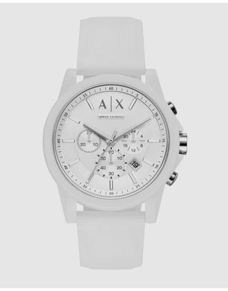 A|X Armani Exchange montre chronographe en r&eacute;sine blanche pour homme