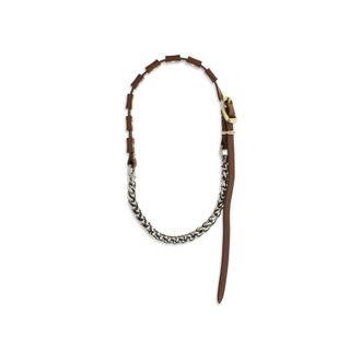 Miu Miu Leather and Chain Belt - Brown