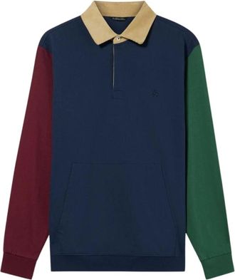 Brooks Brothers Polo bicolore avec col en velours c&ocirc;tel&eacute; - Homme - Sweatshirts et sweats &agrave; capuche - Bleu - Taille: S