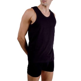 Pierre Cardin Herren-Tanktop, Baumwolle, Grau, Unterhemd, Schwarz, L