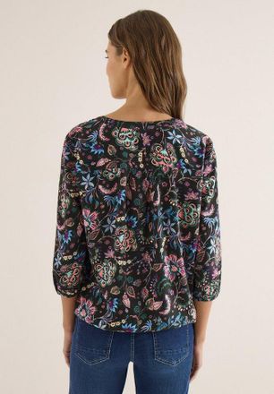 Cecil Klassische Bluse mit geschlitztem Rundhalsausschnitt mit B&auml;ndchen