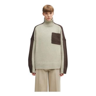 J.W.Anderson Pull Col Roul&eacute; Bicolore - Femme - Pulls - Beige - Taille: 36 FR