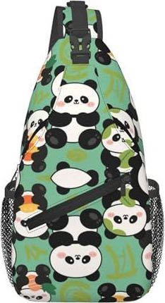 Generic L&eacute;ger Sacoche Tactique Dessins de pandas mignons en dessin anim&eacute; Sacs Poitrine Polyester Sac DEpaule pour Femme Homme Cyclisme