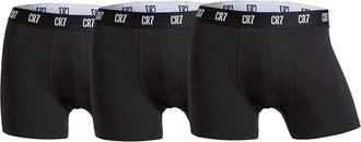 CR7 Cristiano Ronaldo Intersport Intersport CR7 Boxershorts Herren, Basic Trunk aus Baumwolle mit Engen Band, langem Hosenbein, 3er Pack, Schwarz, M