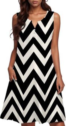 Generic Robe longue d&eacute;t&eacute; ample sans manches &agrave; imprim&eacute; floral pour femme 2026, Noir, XXL