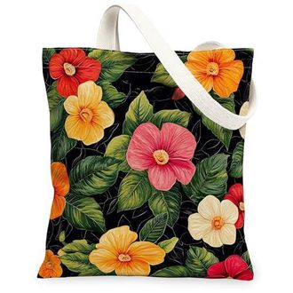 Generic Spring Lmpatiens Sac fourre-tout en toile pour faire du shopping 33 x 38,1 cm, sac d&eacute;picerie r&eacute;utilisable vintage r&eacute;tro pour femme, sac d&eacute;picerie amus