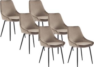 Vente-Unique Set mit 6 St&Aring;hlen? Samt und Metall Schwarz? Taupe? Masurie