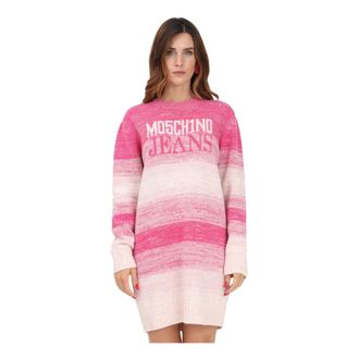 Moschino Rosa Verlauf Maxi Pullover Kleid - - Dresses - Damen - Rosa - L