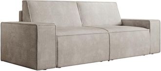 Vente-Unique Canapé 3 places en velours côtelé beige AMELIA