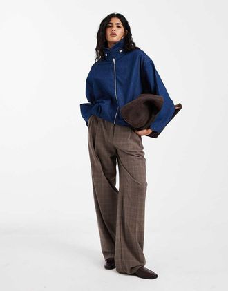 Asos Veste à col cheminée et ourlet boule - Indigo-Bleu