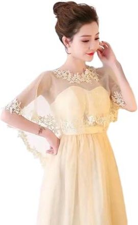 Generic NYSBH Ch&acirc;le en dentelle pour femme - Style cape de mariage - Style cape - Ch&acirc;le &eacute;l&eacute;gant et l&eacute;ger - Gaze transparente, champagne, Taille unique