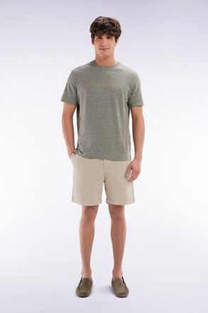 Eden Park Short &Agrave; Taille &Eacute;lastique En Coton Stretch Uni Beige
