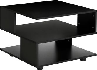 HOMCOM Beistelltisch mit 3 Regalen, Couchtisch mit verstellbaren F&uuml;&szlig;en, Nachttisch, Sofatisch f&uuml;r Wohnzimmer, Schlafzimmer, Schwarz, 60 x 60 x 45 cm