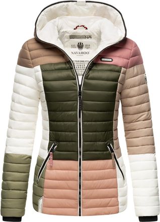 Navahoo Damen Jacke Steppjacke &Uuml;bergangsjacke gesteppt Colour Blocking B841 [B841-Multikulti-Naturals-Gr.XS]